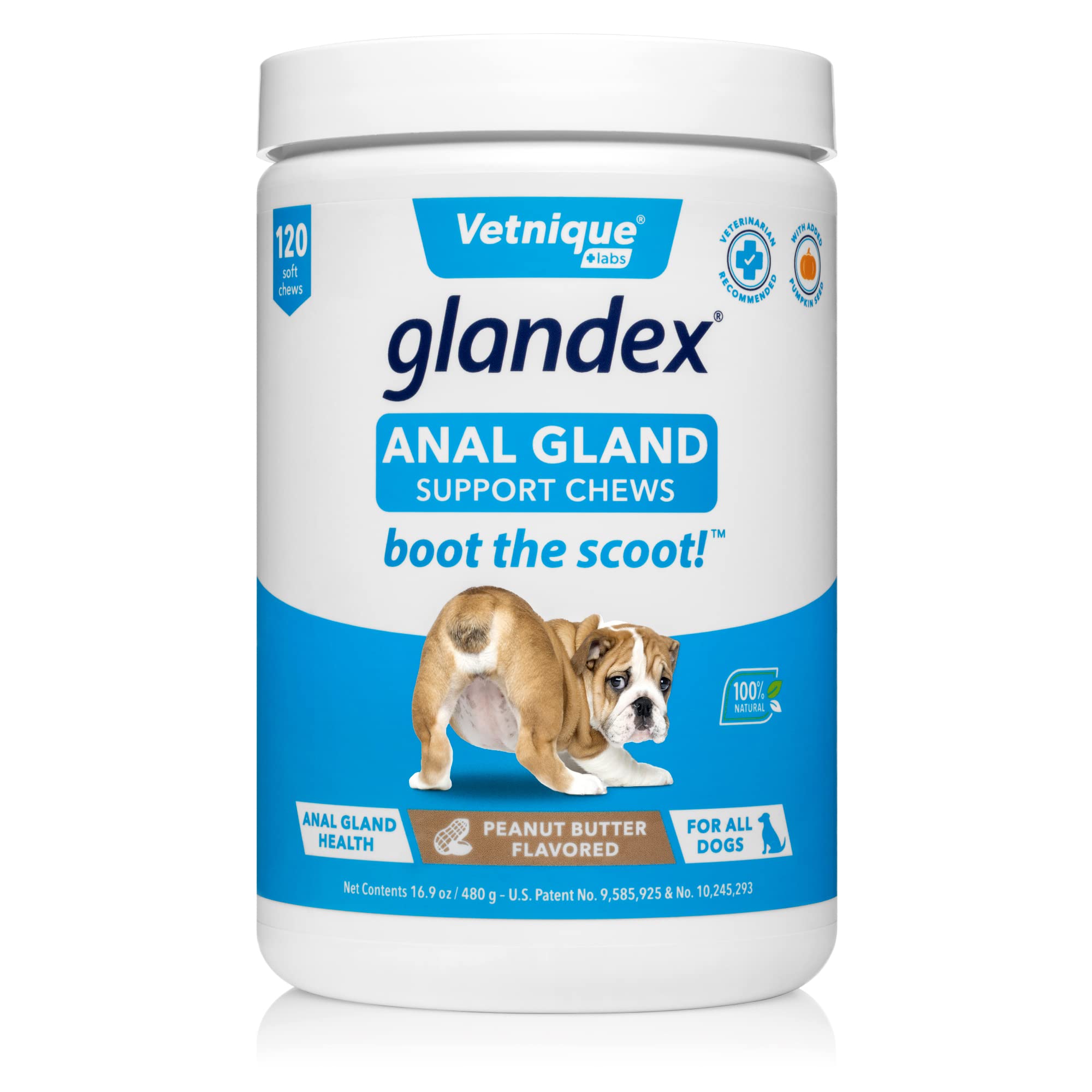 Vetnique Profivex 5-Strain Probiotic for Dogs Soft Chews (30ct) & Glandex for Dogs Anal Gland Fiber Support Peanut Butter Soft Chews (120ct) Bundle