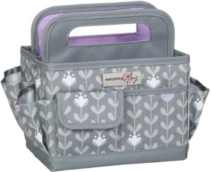 everything mary collapsible desktop craft organiser, grey & white leaf for sewing, scrapbooking, paper craft, and art - evm12831-1