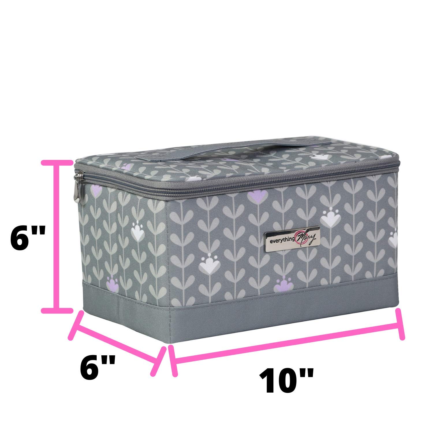 Everything Mary Sewing Case Grey Leaf Print EVM12861-1