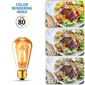 ANWIO Vintage Edison Light Bulb ST21 LED Filament Bulb 7W(60 Watt Equivalent) Dimmable 2500K (Amber Glow) Warm White E26 Medium Base, Amber Glass Cover,6 Pack