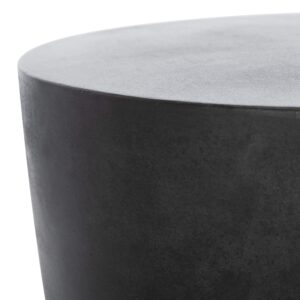 SAFAVIEH Outdoor Aishi Black Modern Concrete Round Accent Table