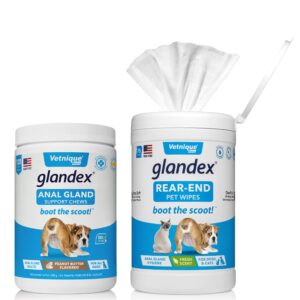 glandex for dogs 120ct anal gland support soft chews and glandex pet wipes 75ct bundle - by vetnique labs