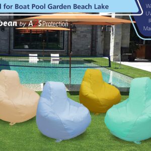 JoyBean Outdoor Bean Bag Chair - Water Resistant Marine Vinyl Ideal for Yacht Boat Pool Patio Garden Marine - Lawn Chair - Patio Furniture - for Adults Teens Kids (Large, White/Carolina Blue)