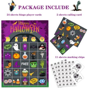 Joy Bang Halloween Bingo Games for Kids, Bingo Cards 24 Players Halloween Party Favors Games Toys Activities for Kids, Halloween Crafts Goody Bag Stuffers Gifts for Kids