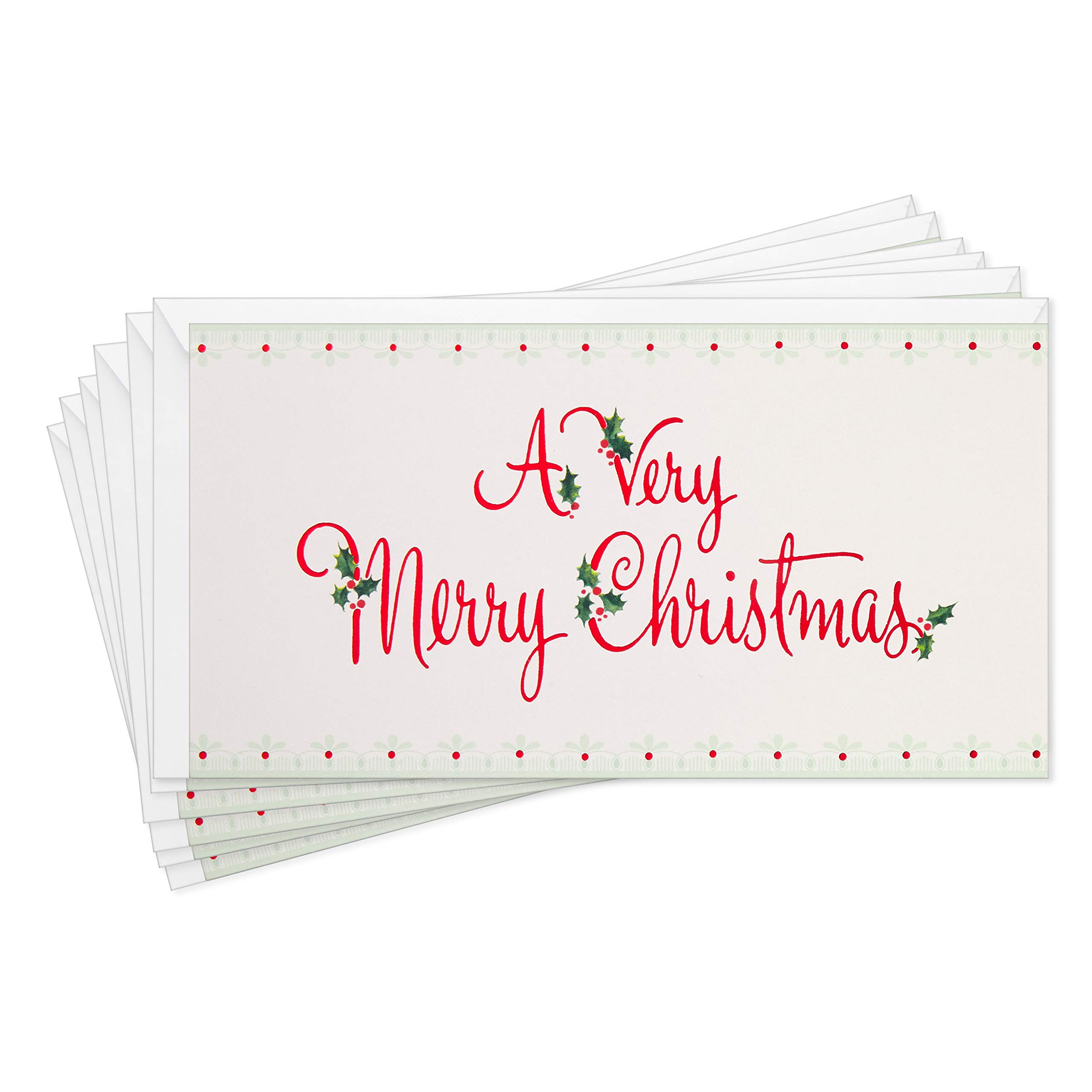 Hallmark Pack of Christmas Money or Gift Card Holders, Very Merry (6 Holiday Cards with Envelopes)