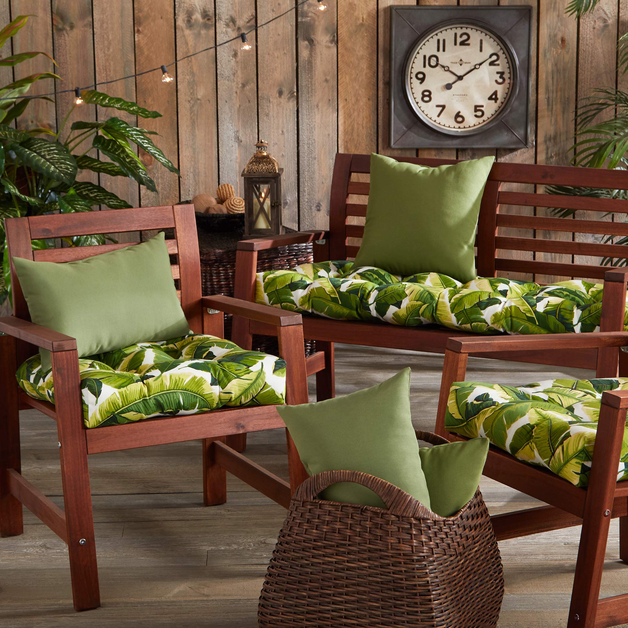 Greendale Home Fashions Outdoor 51x18-inch Bench Cushion, Set of 1, Tropical White