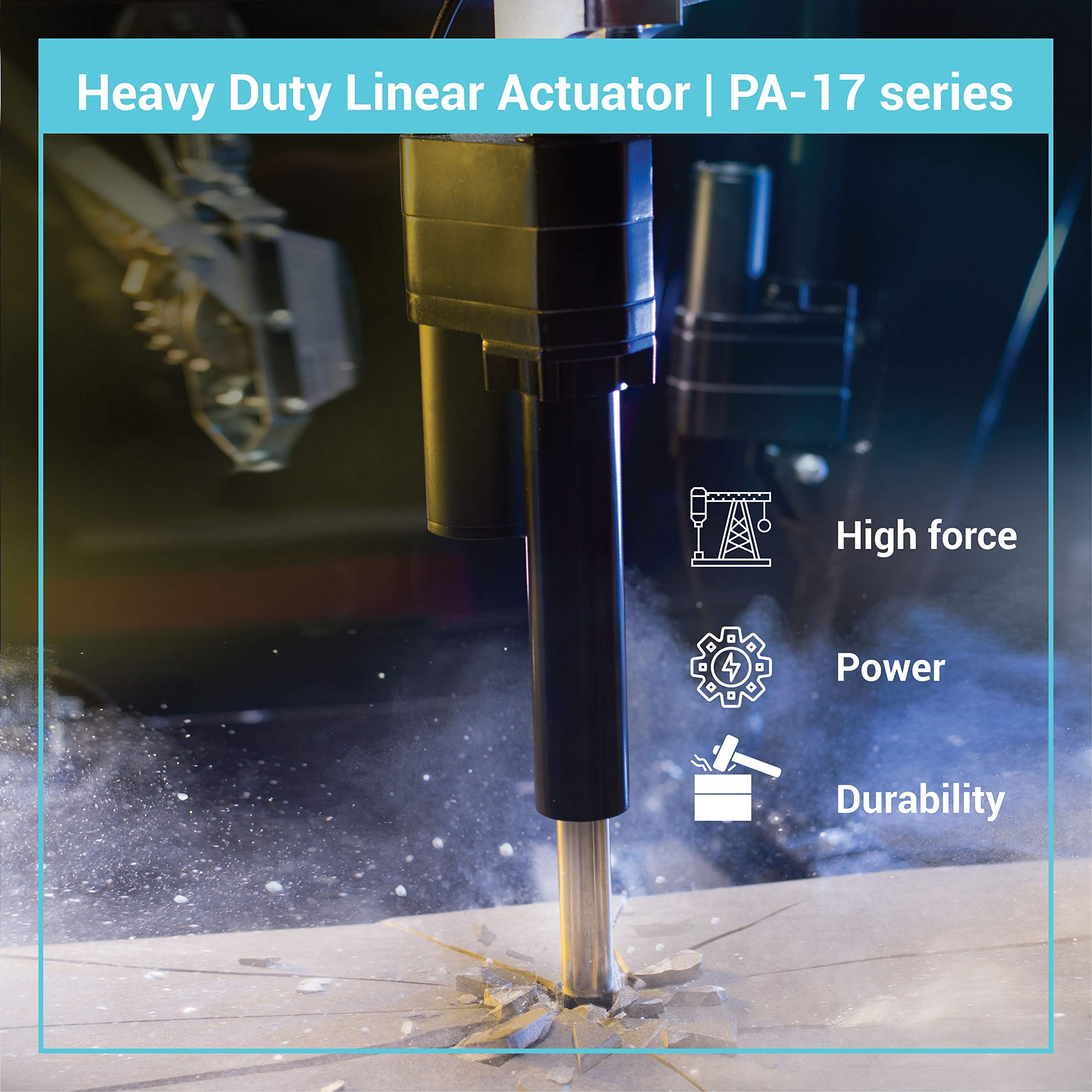 Progressive Automations 24V High Force Linear Actuator - 24 Inches, 2000 lbs Force Linear Actuator - Heavy Duty Linear Actuator with Feedback Potentiometer IP65 Protection for Industrial Use, PA-17