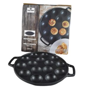 cast iron poffertjes pancake pan, enameled bottom dutch mini pancake maker