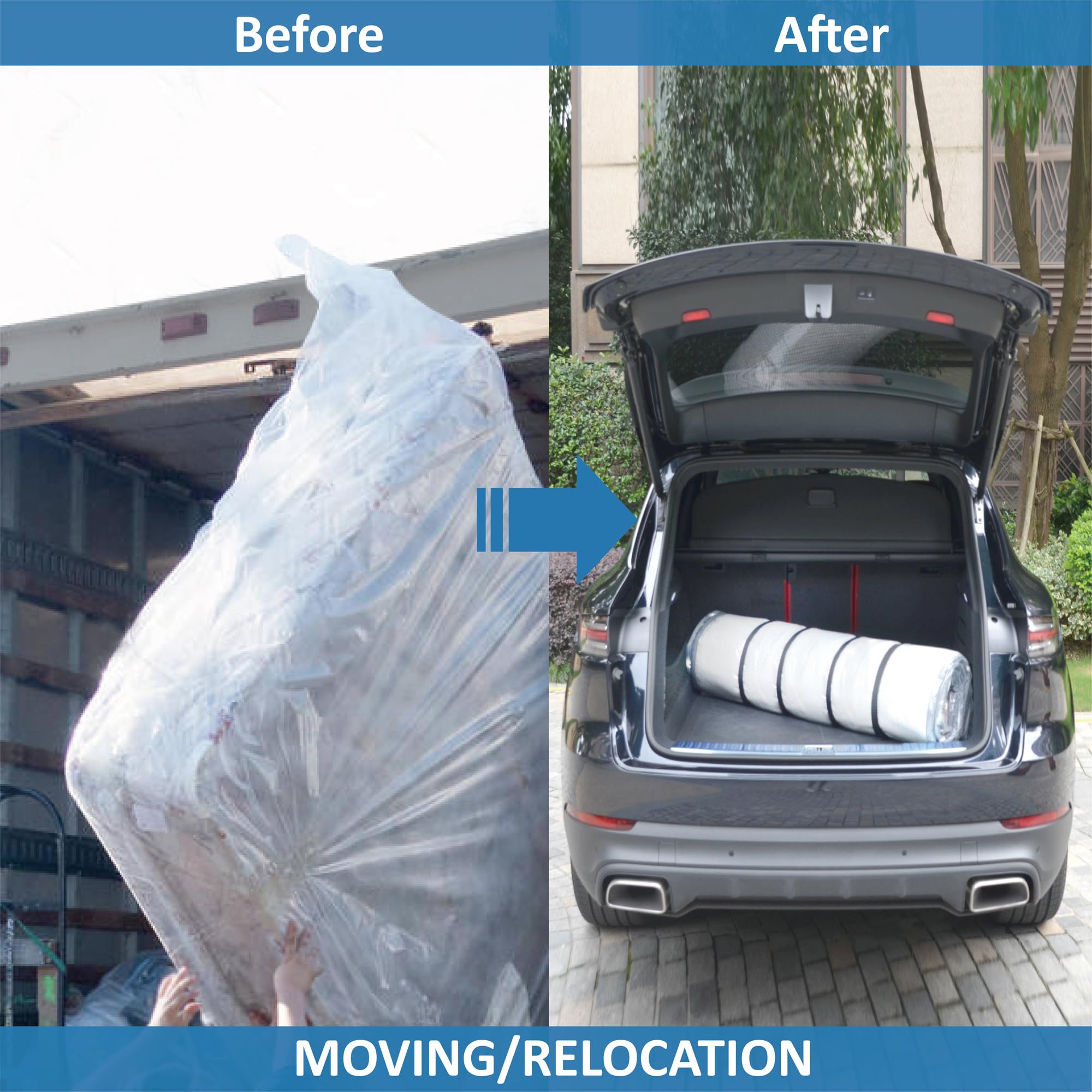 King/Cal-King Foam Mattress Vacuum Bag for Moving, Storage, Vacuum Seal Mattress Bag with Straps