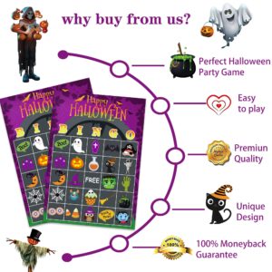 Joy Bang Halloween Bingo Games for Kids, Bingo Cards 24 Players Halloween Party Favors Games Toys Activities for Kids, Halloween Crafts Goody Bag Stuffers Gifts for Kids