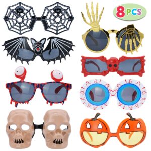 joyin 8pcs halloween glasses frame costume eyeglasses halloween eyeglasses halloween party glasses for kids boys girls halloween party supplies and party favors, assorted styles (one size fits all)