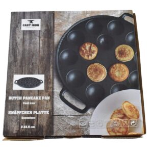 Cast Iron Poffertjes Pancake Pan, Enameled Bottom Dutch Mini Pancake Maker