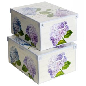 lavatelli ortensie hydrangea collection storage box with lid, cardboard box, clothes storage, bedroom, office, drawer organizer, gift box, set of 2 large boxes