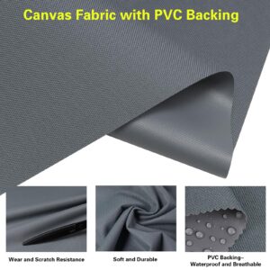 Waterproof Canvas Cordura Fabric 600D Marine Awning Fabric Water-Resistant Oxford Material with Water-Resistant PVC Backing for Sunbrella Boat Tent Cushion 60" Wide - Grey, 36" L×60" W