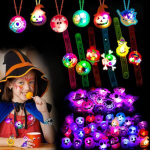 halloween party favors for kids, light up necklace rings watch party supplies set for halloween holiday