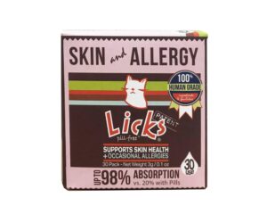 licks pill-free cat skin and allergy - omega 3 cat allergy relief - cat vitamins & supplements for itchy skin - turmeric supplement for cat skin - gel packets - 30 use