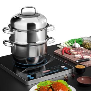 VENTION Large Indution Steamer Pot(32cm), 3 Tier Steamer for Cooking, 12 7/10 Inch Stainless Steel Steamer Pot for Cooking, Steam Pot for Dumpling