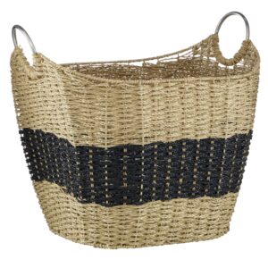 deco 79 coastal seagrass storage basket, 21" x 17" x 19", natural brown