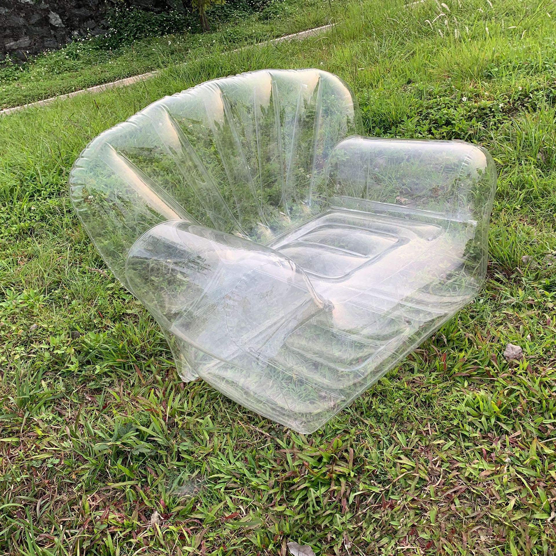 HEYOH Inflatable Chair, Transparent Clear Blow Sofa Seat for Kids, Teens Room,Funny Indoor/Outdoor Furniture for Swimming Pool,Dorm,Yard,Parties & Events -100% Waterproof & Holds 220lbs