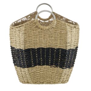 Deco 79 Coastal Seagrass Storage Basket, 21" x 17" x 19", Natural Brown