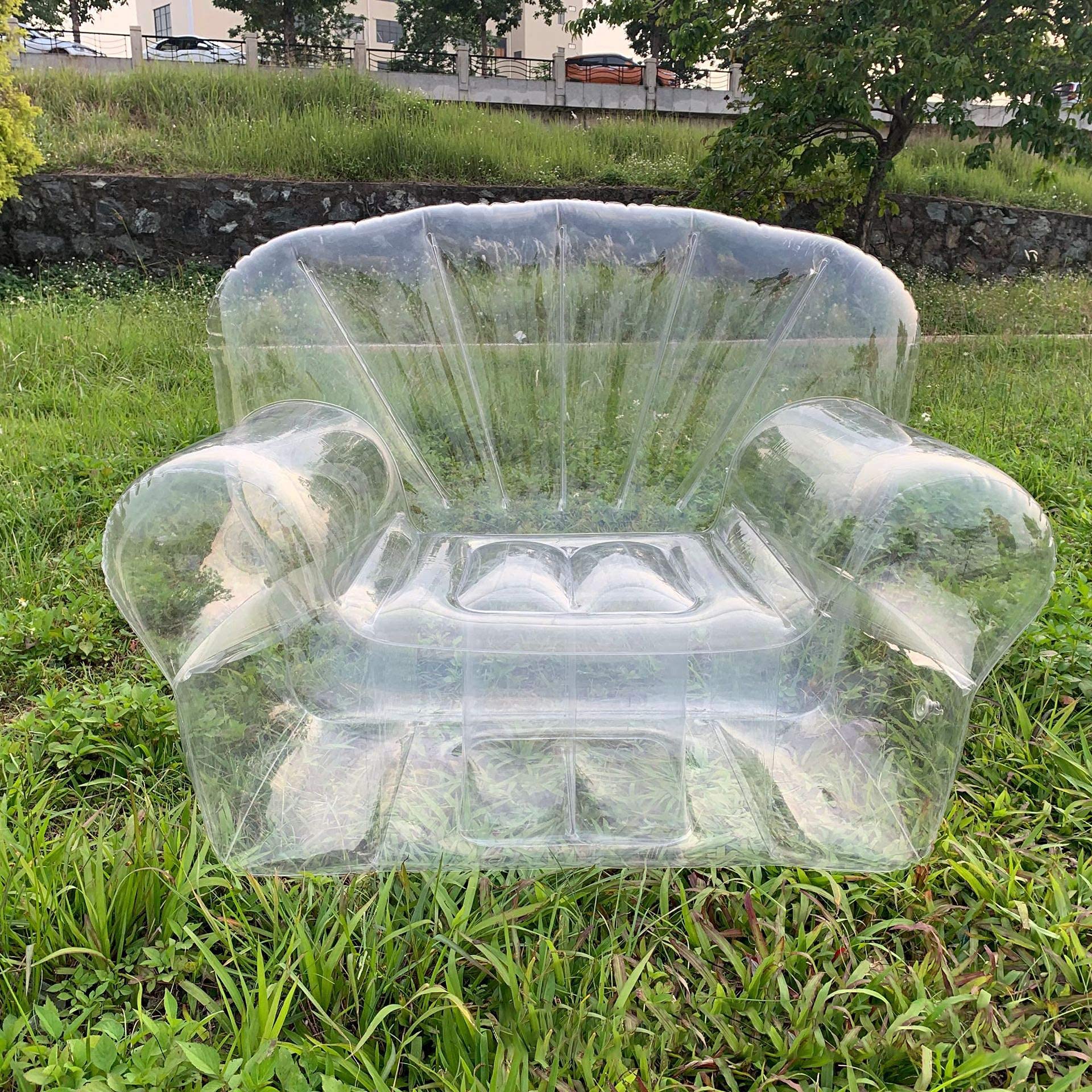 HEYOH Inflatable Chair, Transparent Clear Blow Sofa Seat for Kids, Teens Room,Funny Indoor/Outdoor Furniture for Swimming Pool,Dorm,Yard,Parties & Events -100% Waterproof & Holds 220lbs