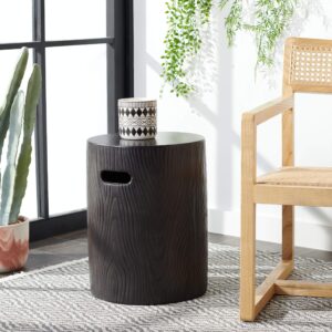 safavieh outdoor trunk black modern concrete round accent table