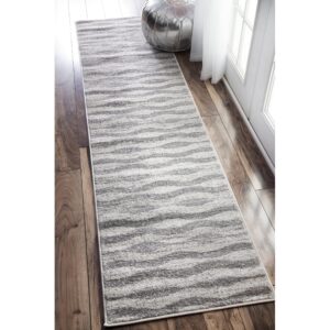 nuloom 2' x 6' performance indoor area rug, non-shed, power loomed high-traffic area rug for living room, bedroom, home, tristan grey