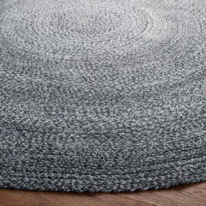 SAFAVIEH Cape Cod Collection Area Rug - 4' Round, Charcoal, Handmade Braided, Ideal for High Traffic Areas in Living Room, Bedroom (CAP224H)