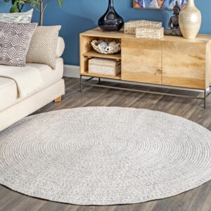 nuloom braided indoor/outdoor area rug, 5' round, wynn ivory