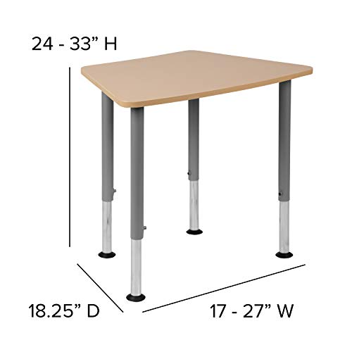 Flash Furniture Billie Hex Natural Collaborative Student Desk (Adjustable from 22.3" to 34") - Home and Classroom