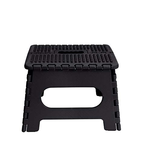 Simplify 9 Inch Ant-Skid Folding Step Stool | Collapsible | 200 Pound Capacity | Durable | Portable | Kitchen | Bathroom | Garage | Black