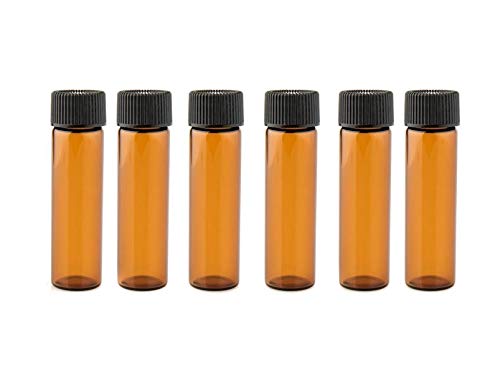 24PCS Empty Mini Amber Glass Essential Oil Bottles with Black Screw Cap and Orifice Reducer Sample Trial Packing Perfumes Lab Chemicals Cosmetic Containers Makeup Vials Travel Set(5ML/0.17OZ)