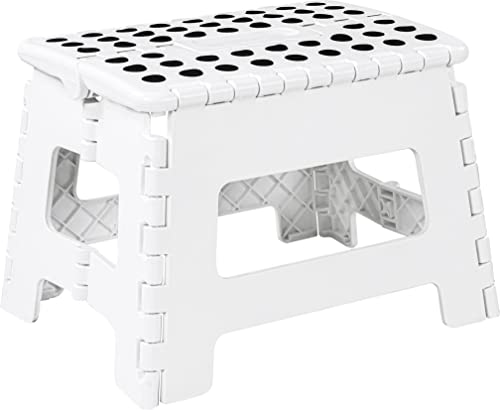 Utopia Home Folding Step Stool - (Pack of 2) Foot Stool with 9 Inch Height - Holds Up to 300 lbs - Lightweight Plastic Foldable Step Stool for Kitchen, Bathroom & Living Room (White)