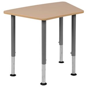 Flash Furniture Billie Hex Natural Collaborative Student Desk (Adjustable from 22.3" to 34") - Home and Classroom