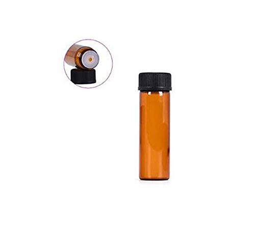 24PCS Empty Mini Amber Glass Essential Oil Bottles with Black Screw Cap and Orifice Reducer Sample Trial Packing Perfumes Lab Chemicals Cosmetic Containers Makeup Vials Travel Set(5ML/0.17OZ)