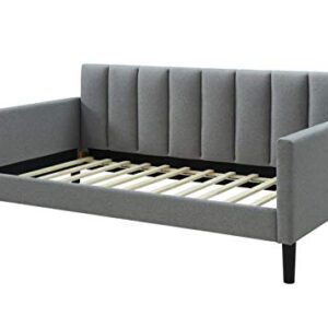 LuXeo Bristol Twin Size Upholstered Panel Daybed in Gray Fabric