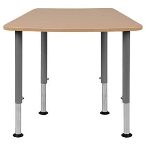 Flash Furniture Billie Hex Natural Collaborative Student Desk (Adjustable from 22.3" to 34") - Home and Classroom