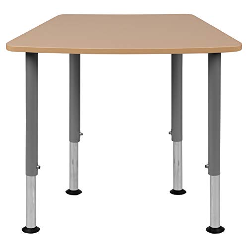 Flash Furniture Billie Hex Natural Collaborative Student Desk (Adjustable from 22.3" to 34") - Home and Classroom