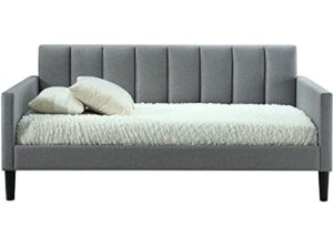 luxeo bristol twin size upholstered panel daybed in gray fabric