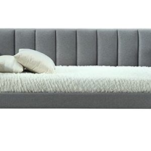 LuXeo Bristol Twin Size Upholstered Panel Daybed in Gray Fabric