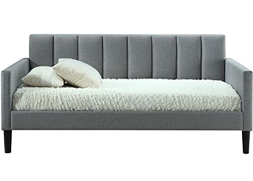 LuXeo Bristol Twin Size Upholstered Panel Daybed in Gray Fabric