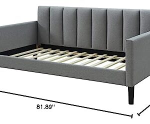 LuXeo Bristol Twin Size Upholstered Panel Daybed in Gray Fabric