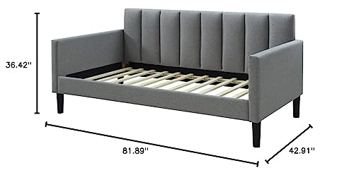 LuXeo Bristol Twin Size Upholstered Panel Daybed in Gray Fabric