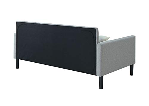 LuXeo Bristol Twin Size Upholstered Panel Daybed in Gray Fabric