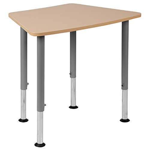 Flash Furniture Billie Hex Natural Collaborative Student Desk (Adjustable from 22.3" to 34") - Home and Classroom