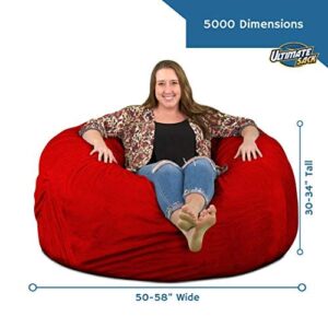 ULTIMATE SACK 5ft Bean Bag Chair & Footstool, Oversize Bean Bag Chair for Adults, Comfy Chair Bean Bag Couch Lounge Sofa Loveseat Furniture | Grey Suede