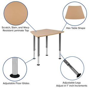 Flash Furniture Billie Hex Natural Collaborative Student Desk (Adjustable from 22.3" to 34") - Home and Classroom