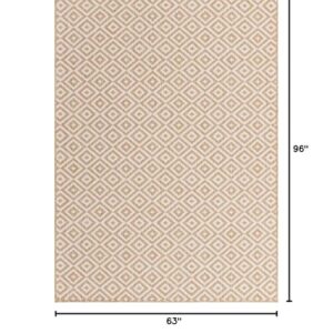 Unique Loom Outdoor Collection Area Rug - Costa Rica (5' 3" x 8' Rectangle, Beige/ Cream)