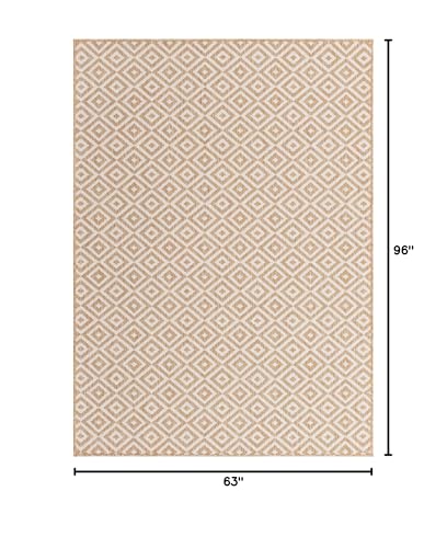 Unique Loom Outdoor Collection Area Rug - Costa Rica (5' 3" x 8' Rectangle, Beige/ Cream)