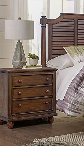 Sunset Trading Bahama Shutter Wood Nightstand, Tropical Walnut